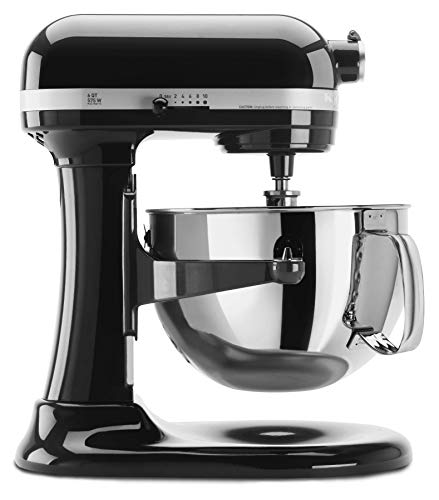 KitchenAid KP26M1XOB 6 Qt. Professional 600 Series Bowl-Lift Stand Mixer - Onyx Black & Fresh Prep Slicer/Shredder Attachment, White