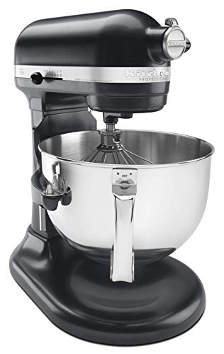 KitchenAid KP26M1XOB 6 Qt. Professional 600 Series Bowl-Lift Stand Mixer - Onyx Black & Fresh Prep Slicer/Shredder Attachment, White