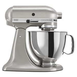 kitchenaid ksm152psnk 5-qt. custom metallic series with pouring shield – brushed nickel