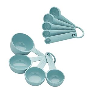 kitchenaid universal measuring cup and spoon set, 9 piece, aqua sky