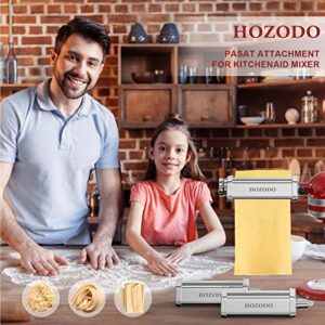 Pasta Attachment for KitchenAid Mixer, Includes Pasta Sheet Roller, Spaghetti Cutter, Fettuccine Cutter, 3Pcs Kitchenaid Pasta Attachment by HOZODO