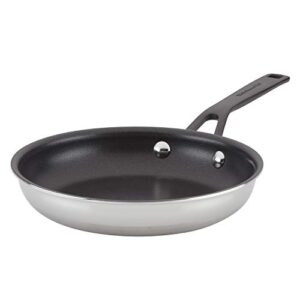 kitchenaid 5-ply clad polished stainless steel nonstick fry pan/skillet, 8.25 inch