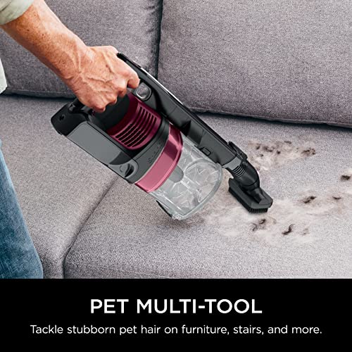 Shark IZ163H Pet Plus Cordless Stick Vacuum with Self-Cleaning Brushroll, PowerFins, MultiFLEX, Crevice Tool & Pet Multi-Tool, 40-min Runtime, Raspberry