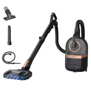 shark cz2005 vertex canister vacuum, bagless, corded, w/ self-cleaning brushroll & duoclean powerfins, hepa anti-allergen filter, multiflex technology, 3 tools & led headlights, black/copper (renewed)