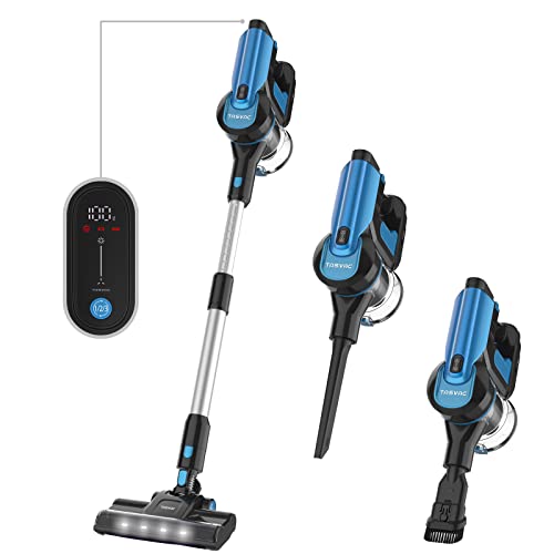 TASVAC Cordless Vacuum Cleaner, 28Kpa Stick Vacuum with LED Display, Up to 50min Runtime, 6-in-1 Lightweight Powerful Vacuum with Detachable Battery Self-Standing for Hard Floor Carpet Pet Hair