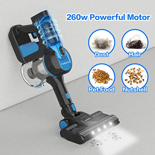 TASVAC Cordless Vacuum Cleaner, 28Kpa Stick Vacuum with LED Display, Up to 50min Runtime, 6-in-1 Lightweight Powerful Vacuum with Detachable Battery Self-Standing for Hard Floor Carpet Pet Hair