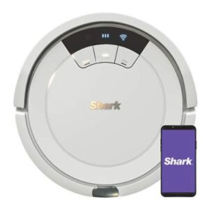 shark av752 ion robot vacuum, with tri-brush system, wi-fi connected, 120min runtime, works with alexa, multi-surface cleaning, white