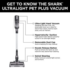 Shark HS152AMZ UltraLight Pet Plus Corded Stick Vacuum, with Swivel Steering, LED Headlights, Removable Dust Cup, Precision Hand Vacuum, and 2 Pet Tools, for all Floors, Lavender