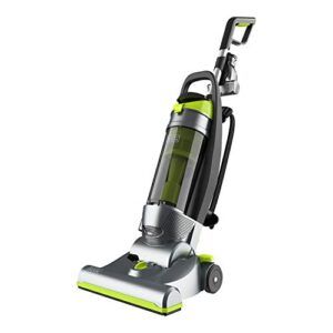 black+decker bagless upright vacuum cleaner with anti-allergen hepa filer, corded 1,200 watt motor & 5-position carpet height settings, (bdxurv309g), gray/green