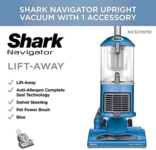 Shark Navigator NV351 Blue Powered Lift-Away TruePet Upright Corded Bagless Vacuum for Carpet and Hard Floor with Hand Vacuum and Anti-Allergy (Renewed)