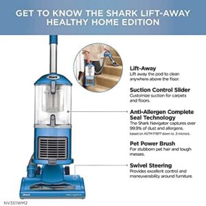 Shark Navigator NV351 Blue Powered Lift-Away TruePet Upright Corded Bagless Vacuum for Carpet and Hard Floor with Hand Vacuum and Anti-Allergy (Renewed)