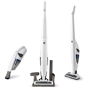 kenmore ds1030 cordless stick vacuum lightweight cleaner 2-speed power suction led headlight 2-in-1 handheld for hardwood floor, carpet & pet hair, white