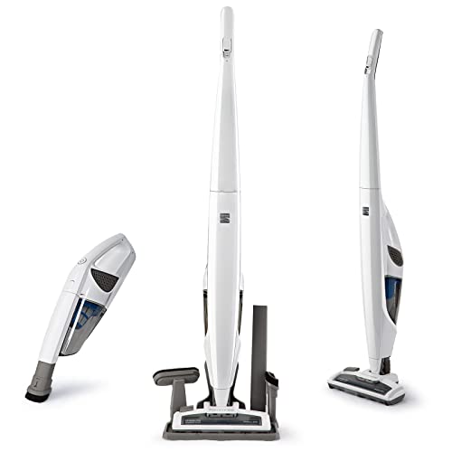 Kenmore DS1030 Cordless Stick Vacuum Lightweight Cleaner 2-Speed Power Suction LED Headlight 2-in-1 Handheld for Hardwood Floor, Carpet & Pet Hair, White