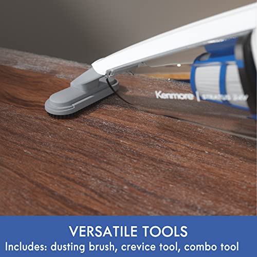 Kenmore DS1030 Cordless Stick Vacuum Lightweight Cleaner 2-Speed Power Suction LED Headlight 2-in-1 Handheld for Hardwood Floor, Carpet & Pet Hair, White