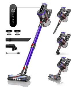 buture cordless vacuum cleaner, 400w 33kpa powerful stick vacuum with 55min runtime detachable battery, touch display and 1.2l large dust cup, vacuum cleaners for hardwood floor carpet car pet