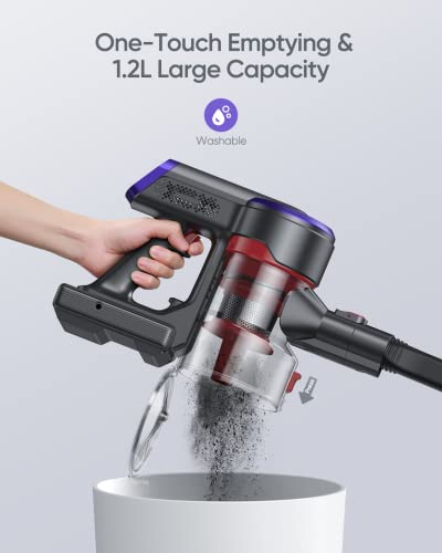 BuTure Cordless Vacuum Cleaner, 400W 33Kpa Powerful Stick Vacuum with 55min Runtime Detachable Battery, Touch Display and 1.2L Large Dust Cup, Vacuum Cleaners for Hardwood Floor Carpet Car Pet