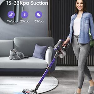 BuTure Cordless Vacuum Cleaner, 400W 33Kpa Powerful Stick Vacuum with 55min Runtime Detachable Battery, Touch Display and 1.2L Large Dust Cup, Vacuum Cleaners for Hardwood Floor Carpet Car Pet