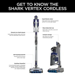 Shark IZ482H Vertex Cordless Stick Vacuum With DuoClean PowerFins, MultiFLEX, Crevice Tool, Pet Multi-Tool & Anti-Allergen Brush, 120-min Runtime, Double Battery, Iris