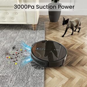 Robot Vacuum Self Emptying and Mop Combo, Robotic Vacuum Cleaner with Automatic Dirt Disposal, Visual Navigation, Smart Mapping, 3000Pa Suction, Ideal for Pet Hair, Carpets, Hard Floors