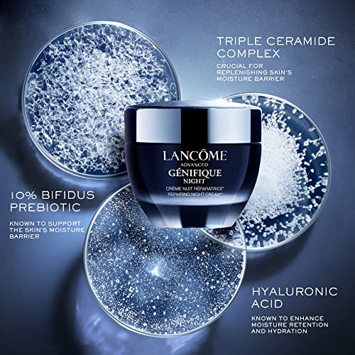 Lancôme Advanced Génifique Night Cream - Repairs Skin Barrier Overnight - With Bifidus Prebiotic, Hyaluronic Acid & Triple Ceramide Complex - 1.7 Fl Oz