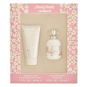 cacharel anais anais gift set for women, eau de parfum spray perfume 1.0 fl. oz., body lotion 1.7 fl. oz.