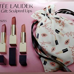 Estee Lauder for Sculpted Lips Trio Lipsticks Gift Set 3 Full Sizes 410 Dynamic, 110 Insatiable Ivory, and 221 Pink Parfait