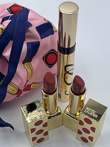 Estee Lauder for Sculpted Lips Lipsticks, Mascara 2022 Gift Set 3 Full Sizes 420 Rebellious Rose, 333 Persuasive, Sumptuous Extreme