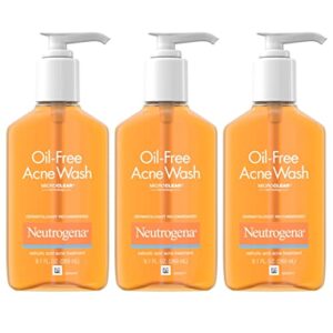 neutrogena oil-free acne fighting face wash, daily cleanser with salicylic acid acne treatment, 9.1 fl oz (pack of 3)