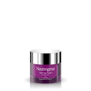 neutrogena triple age repair anti-aging daily facial moisturizer with spf 25 sunscreen & vitamin c, firming face & neck cream for dark spots with glycerin & shea butter, 1.7 ounce