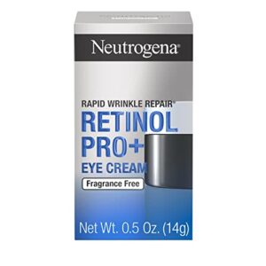 neutrogena rapid wrinkle repair retinol pro+ anti-wrinkle eye cream, targeted eye cream for wrinkles & dark circles, formulated without fragrance, dyes, phthalates, and parabens, 0.5 oz