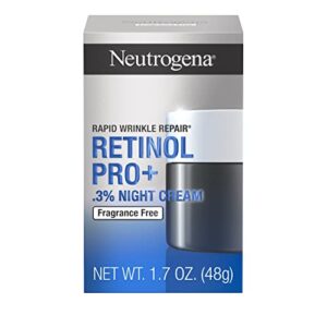 neutrogena rapid wrinkle repair retinol pro+ anti-wrinkle night moisturizer, anti-aging face & neck cream, formulated without fragrance, parabens, dyes, & phthalates, 0.3% retinol, 1.7 oz