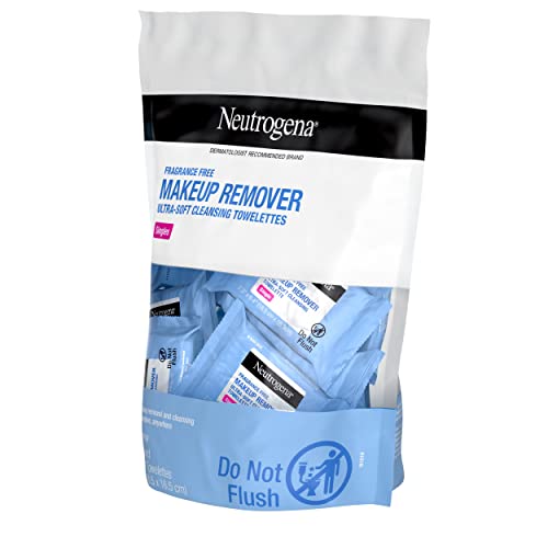 Neutrogena Fragrance-Free Makeup Remover Cleansing Towelette Singles, Individually-Wrapped Daily Face Wipes to Remove Dirt, Oil, Makeup & Waterproof Mascara for Travel & On-the-Go, 20 ct (Pack of 6)