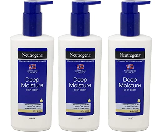 Neutrogena Deep Moisture Oil in Lotion Nourishes Dry Skin, Norwegian Formula, 8.45 Ounce (Pack of 3)