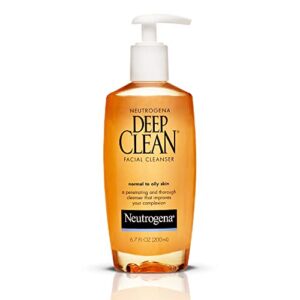 neutrogena deep clean daily facial cleanser with beta hydroxy acid for normal to oily skin, alcohol-free, oil-free & non-comedogenic, 6.7 fl. oz