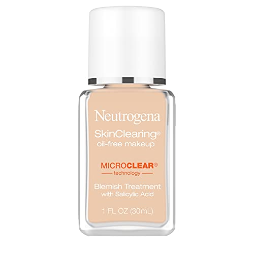 Neutrogena SkinClearing Oil-Free Acne and Blemish Fighting Liquid Foundation with Salicylic Acid Acne Medicine, Shine Controlling, for Acne Prone Skin, 60 Natural Beige, 1 fl. oz