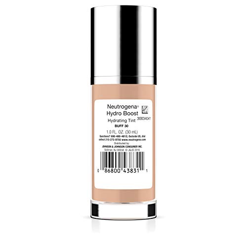 Neutrogena Hydro Boost Hydrating Tint with Hyaluronic Acid, Lightweight Water Gel Formula, Moisturizing, Oil-Free & Non-Comedogenic Liquid Foundation Makeup, 30 Buff Color, 1.0 fl. oz