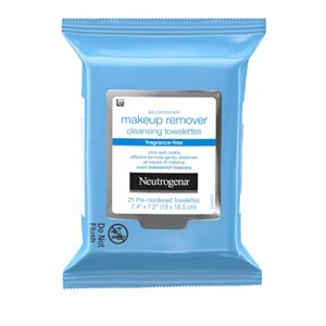 neutrogena makeup remover cleansing towelettes, fragrance free, 21 ct