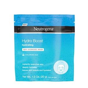 Neutrogena Hydro Boost Moisturizing & Hydrating 100% Hydrogel Sheet Face Mask for Dry Skin with Hyaluronic Acid, Gentle & Non-Comedogenic, 1 Ounce (Pack of 12)