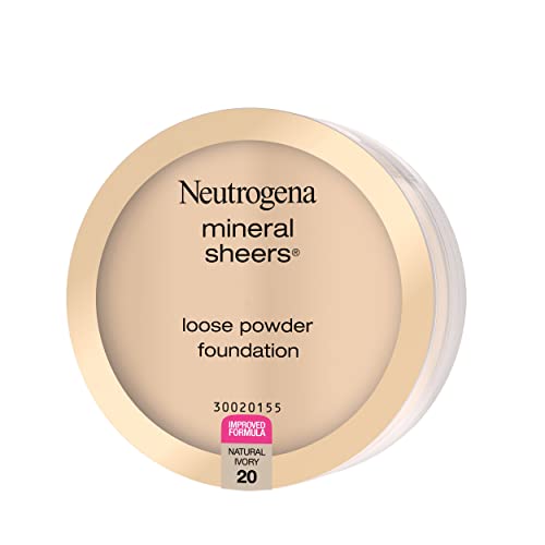 Neutrogena Mineral Sheers Lightweight Loose Powder Makeup Foundation with Vitamins A, C, & E, Sheer to Medium Buildable Coverage, Skin Tone Enhancer, Face Redness Reducer, Natural Ivory 20.19 oz