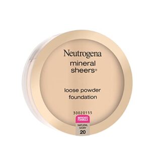 Neutrogena Mineral Sheers Lightweight Loose Powder Makeup Foundation with Vitamins A, C, & E, Sheer to Medium Buildable Coverage, Skin Tone Enhancer, Face Redness Reducer, Natural Ivory 20.19 oz