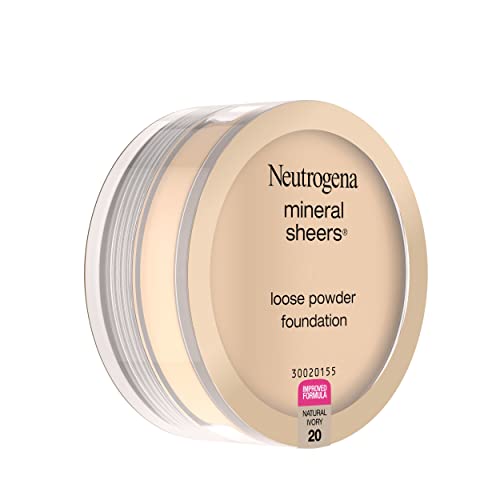 Neutrogena Mineral Sheers Lightweight Loose Powder Makeup Foundation with Vitamins A, C, & E, Sheer to Medium Buildable Coverage, Skin Tone Enhancer, Face Redness Reducer, Natural Ivory 20.19 oz