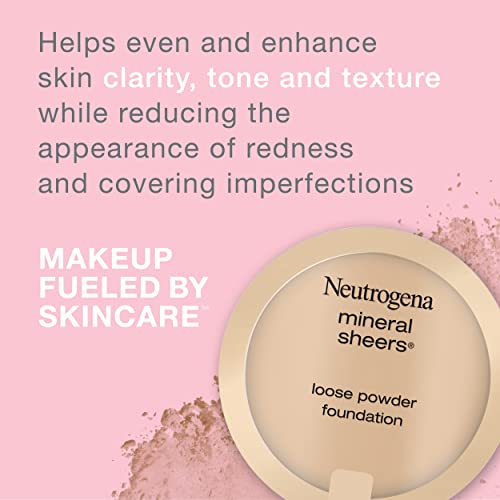 Neutrogena Mineral Sheers Lightweight Loose Powder Makeup Foundation with Vitamins A, C, & E, Sheer to Medium Buildable Coverage, Skin Tone Enhancer, Face Redness Reducer, Natural Ivory 20.19 oz