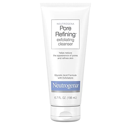 Neutrogena Pore Refining Exfoliating Facial Cleanser with Glycolic Acid Formula, Daily Exfoliating Face Wash with Alpha & Beta Hydroxy Acid to Minimize Pores, Non-Comedogenic & Soap-Free, 6.7 fl. oz