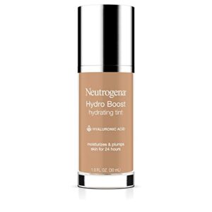 neutrogena hydro boost hydrating tint with hyaluronic acid, lightweight water gel formula, moisturizing, oil-free & non-comedogenic liquid foundation makeup, 60 natural beige 1.0 fl. oz