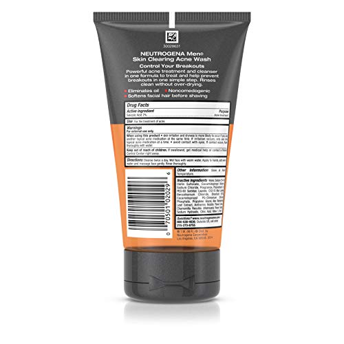 Neutrogena Men Skin Clearing Daily Acne Face Wash with Salicylic Acid Acne Treatment, Non-Comedogenic Facial Cleanser to Treat & Prevent Breakouts, 5.1 fl. oz