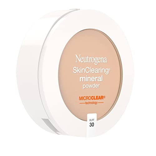 Neutrogena SkinClearing Mineral Acne-Concealing Pressed Powder Compact, Shine-Free & Oil-Absorbing Makeup with Salicylic Acid to Cover, Treat & Prevent Acne Breakouts, Buff 30, .38 oz (Pack of 2)