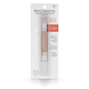 Neutrogena SkinClearing Blemish Concealer Face Makeup with Salicylic Acid Acne Medicine, Non-Comedogenic and Oil-Free Concealer Helps Cover, Treat & Prevent Breakouts, Light 10.05 oz