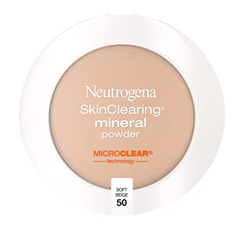 Neutrogena SkinClearing Mineral Acne-Concealing Pressed Powder Compact, Shine-Free & Oil-Absorbing Makeup with Salicylic Acid to Cover, Treat & Prevent Breakouts, Soft Beige 50.38 oz