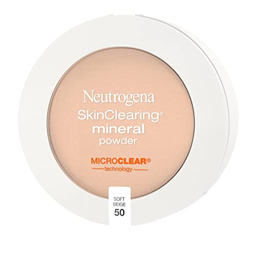 Neutrogena SkinClearing Mineral Acne-Concealing Pressed Powder Compact, Shine-Free & Oil-Absorbing Makeup with Salicylic Acid to Cover, Treat & Prevent Breakouts, Soft Beige 50.38 oz