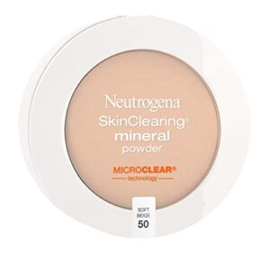 Neutrogena SkinClearing Mineral Acne-Concealing Pressed Powder Compact, Shine-Free & Oil-Absorbing Makeup with Salicylic Acid to Cover, Treat & Prevent Breakouts, Soft Beige 50.38 oz